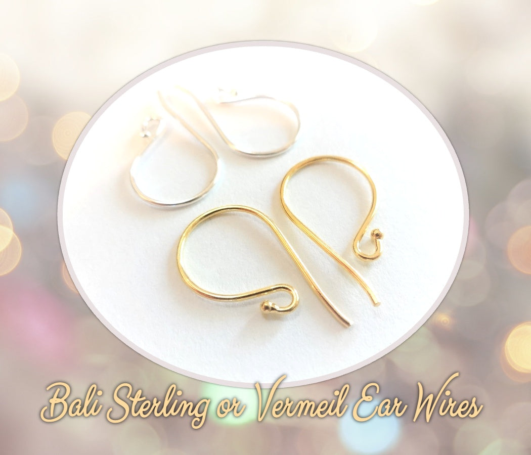 Bali Ball Ear Wires, 23mm x 12mm, 20 gauge - sold by the pair ...