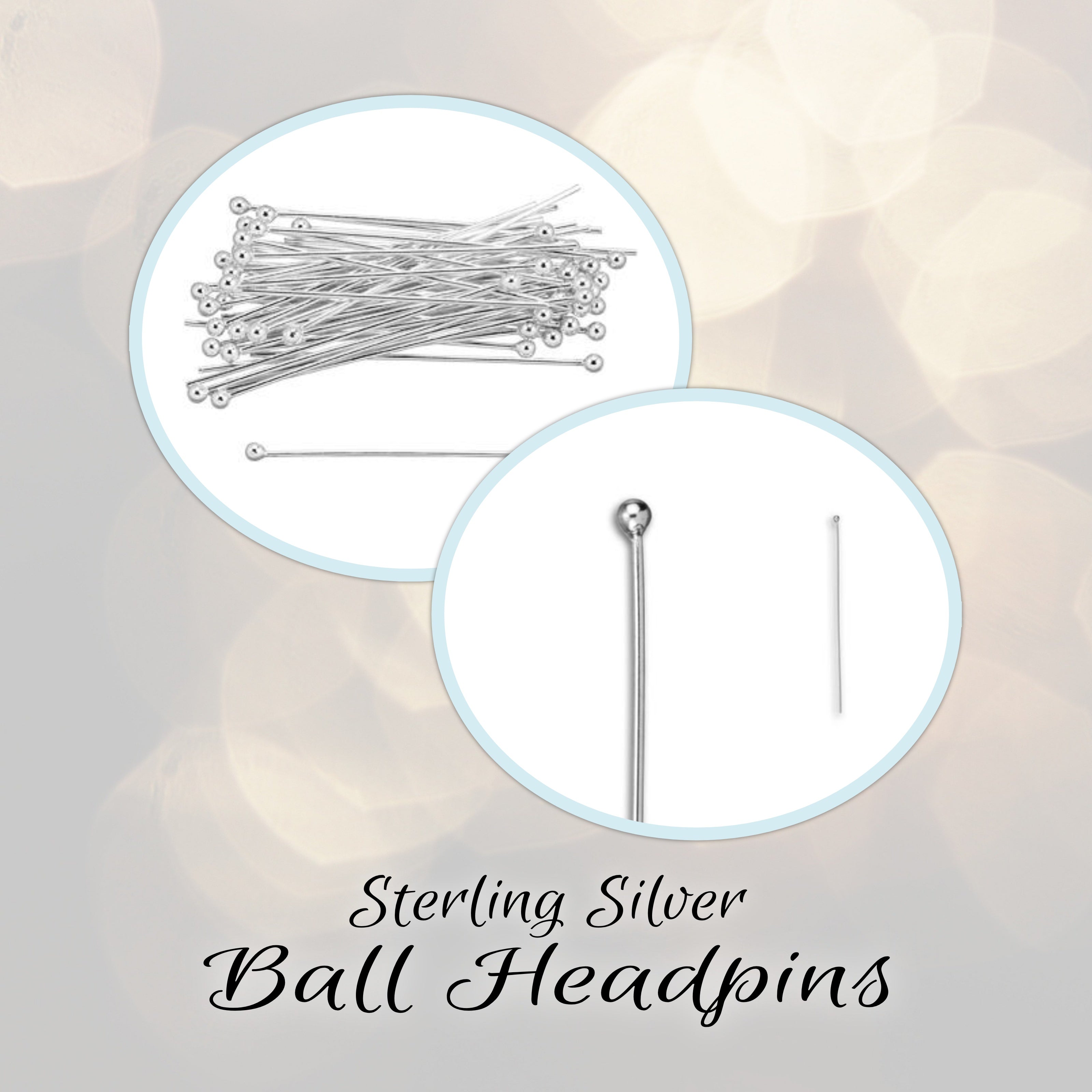 Sterling Silver Ball Headpins, 28 gauge - sold in sets of 10 – Snowshoe ...